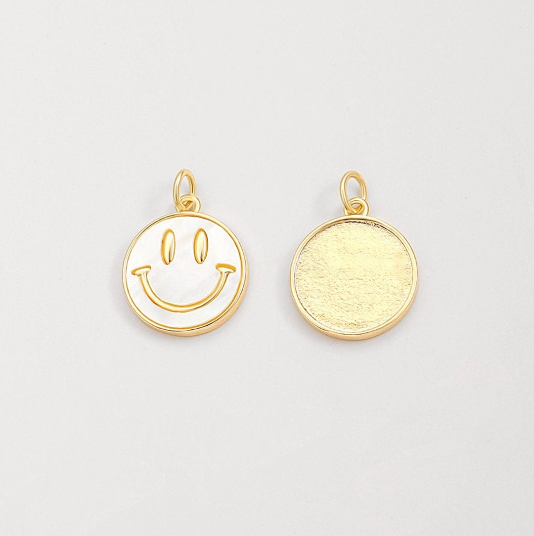 18k Gold Plated Cute Smiley Face Pendant 3PCS Gold Smile - Etsy