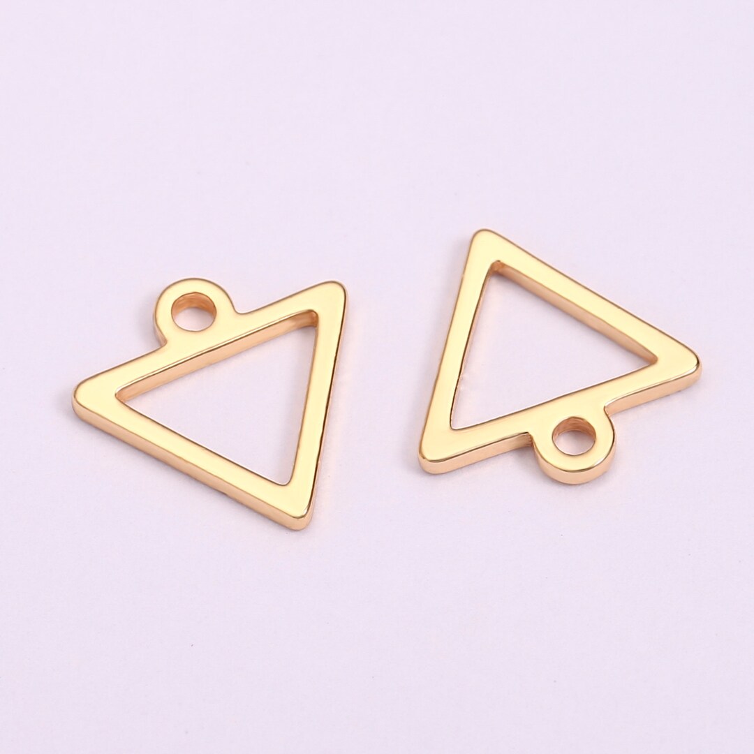 20pcs 18k Shiny Gold Triangle Charm,10mm Triangle Pendant,geometric ...