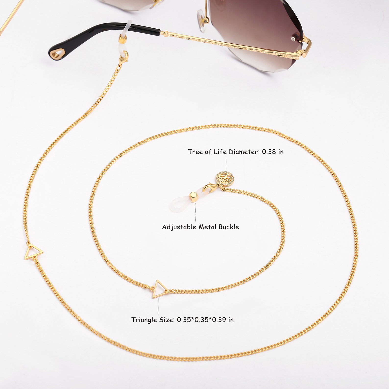 18k Shiny Gold Glasses Chainscuban Chain Glasses - Etsy