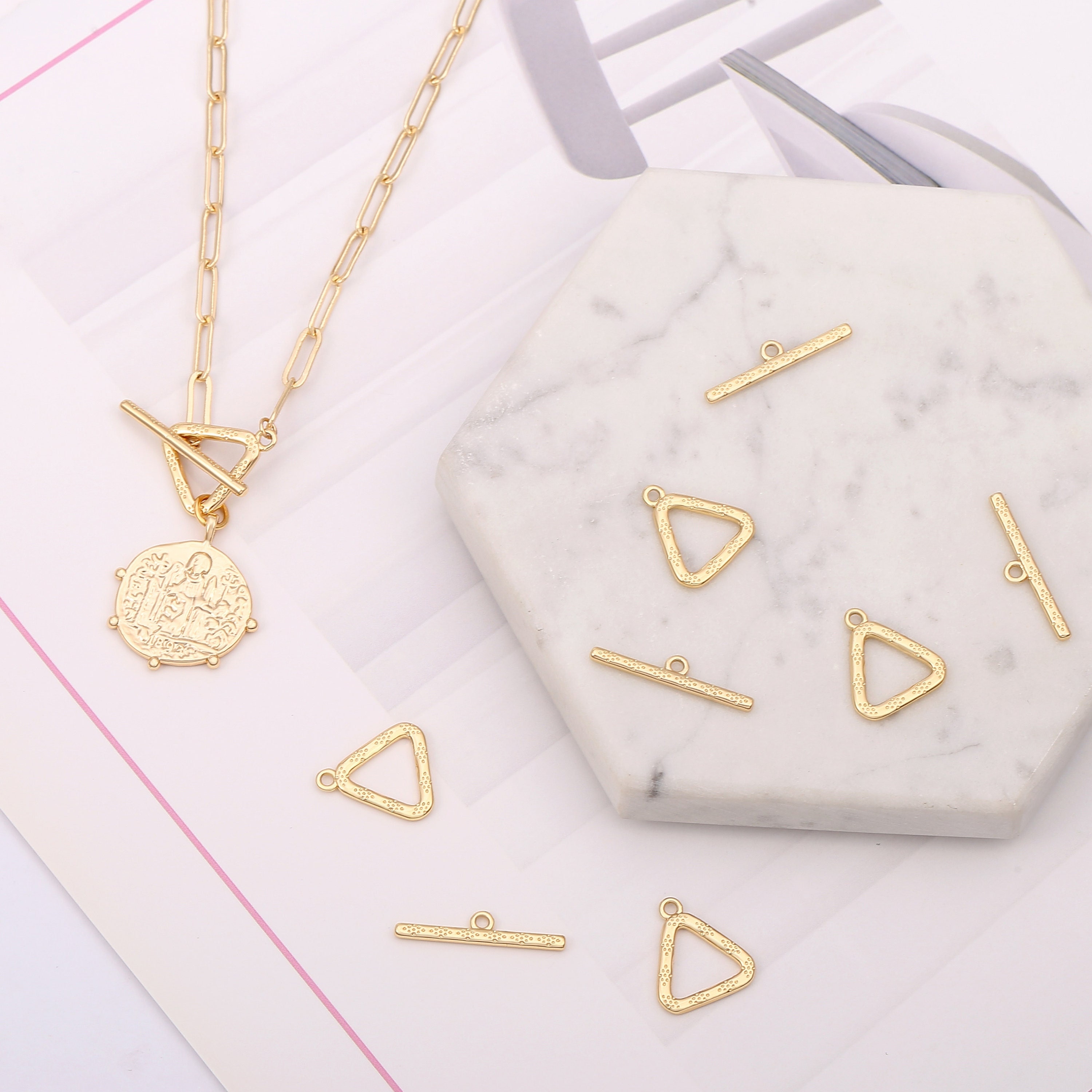 18K Shiny Gold Plated Triangle OT Toggle Clasps 13x14mm Ring X - Etsy