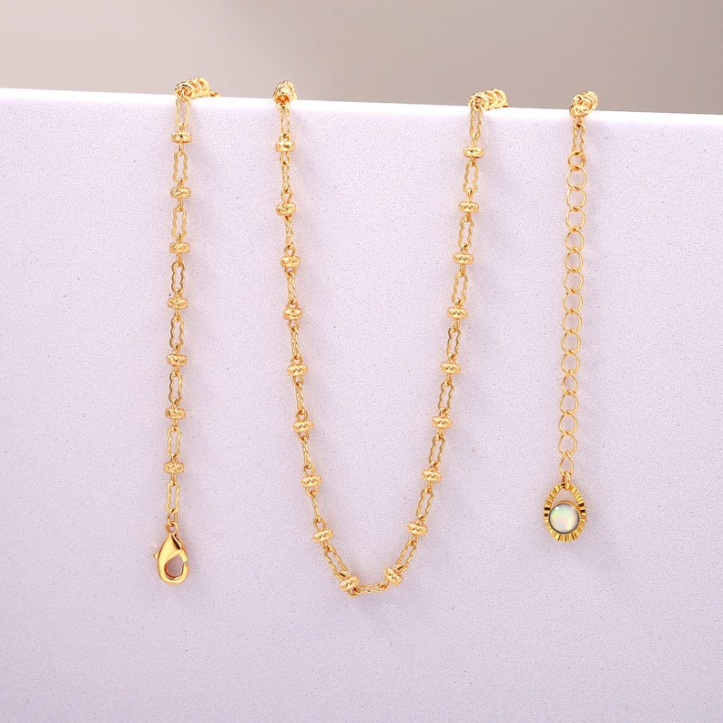 18k Shiny Gold Link Chain Necklace Satellite Necklace - Etsy