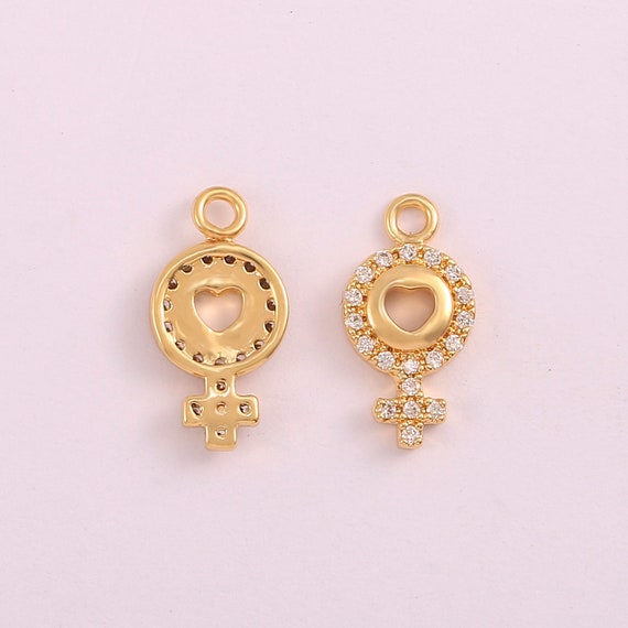 18k Gold Plated Gender Symbol Charms4pcs Gold Female Symbol | Etsy