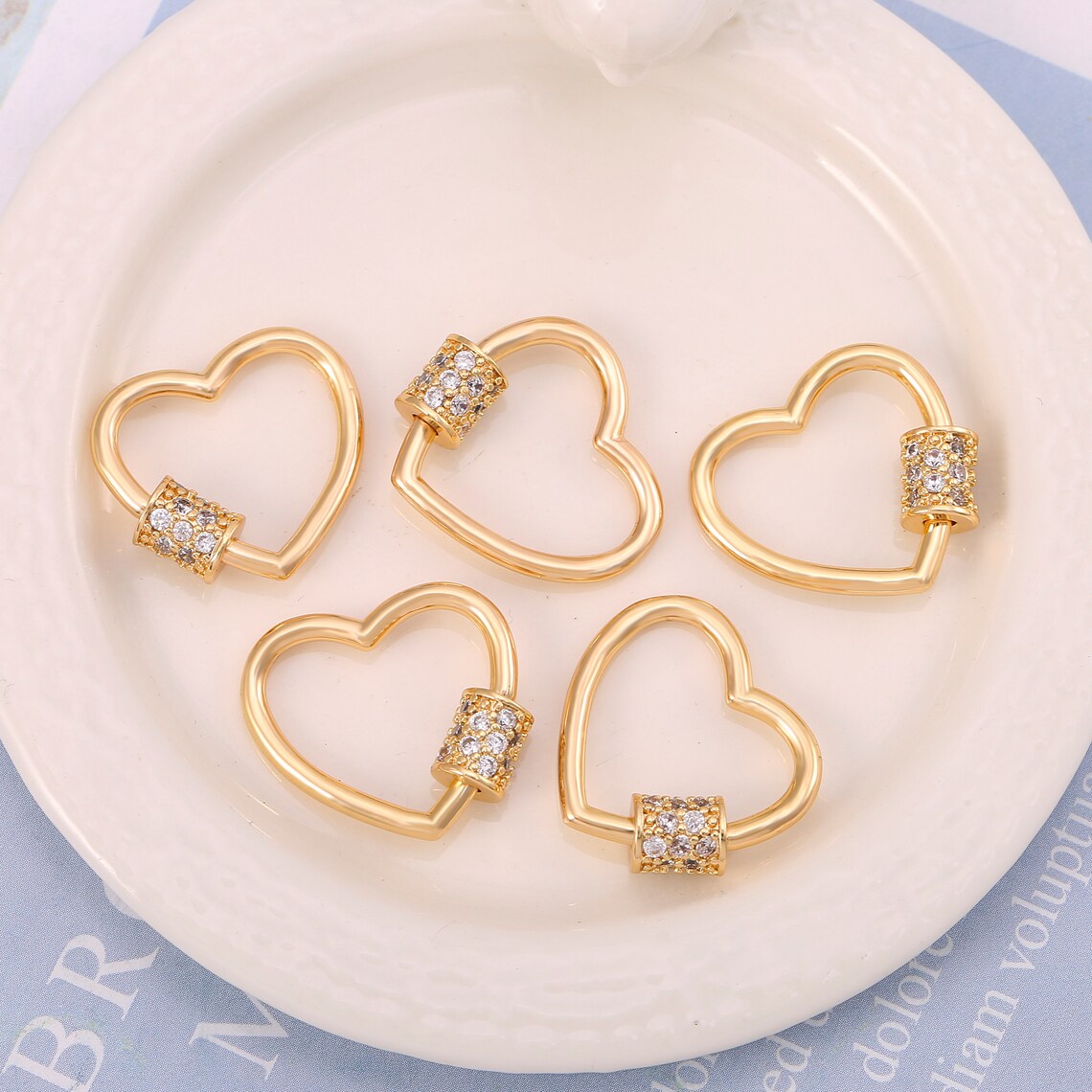 2pcs 18k Shiny Gold Heart Screw Claspcz Micro Pave Screw - Etsy
