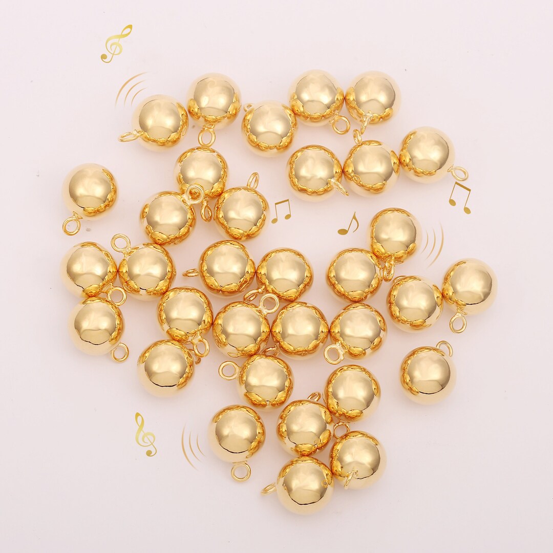 16x13mm 18k Shiny Gold Harmony Ball Charms,5pcs Danity Angel Bell Ball ...