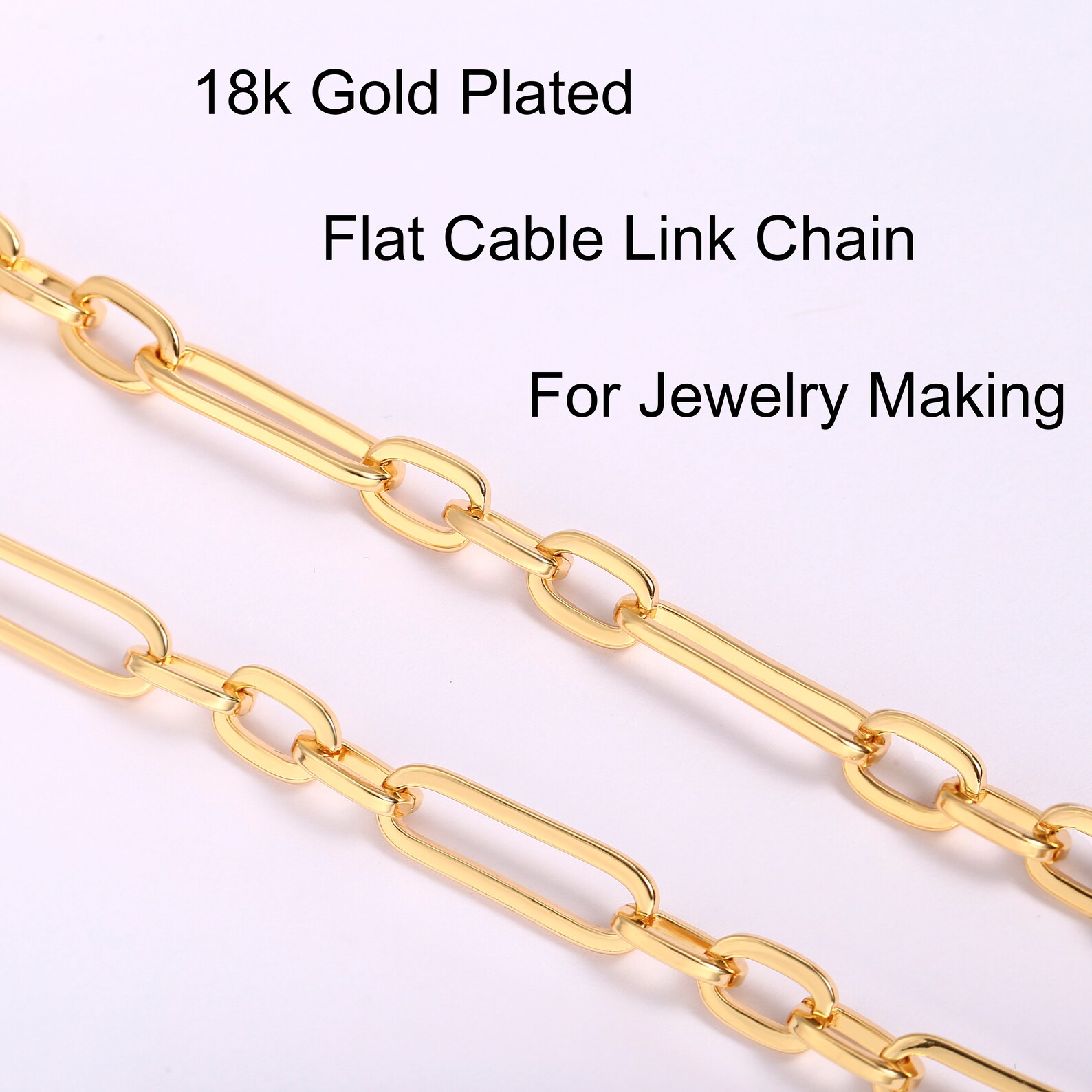 3.2FT1M 18k Shiny Gold Link Chains,drawn Flat Cable Chain Bulk,paper ...