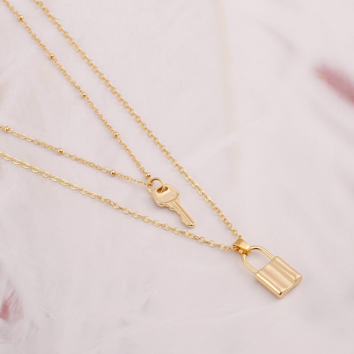 Dainty Gold Lock Necklace Lock & Key Pendant Necklaces | Etsy