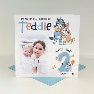 Blue Dog Themed Photo Birthday Card - Etsy UK