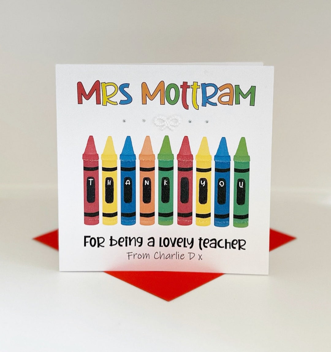 Crayons Themed Thank You Teacher Card - Etsy