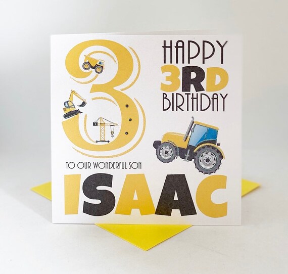 Handmade Personalised Digger Themed Birthday Card - Etsy UK