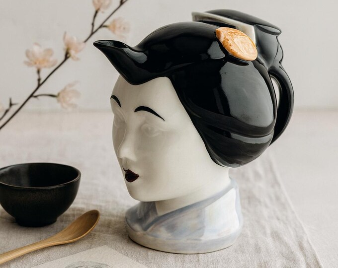 Vintage Geisha Girl Teapot by Swineside – Hand-painted 1980s Iridescent ...