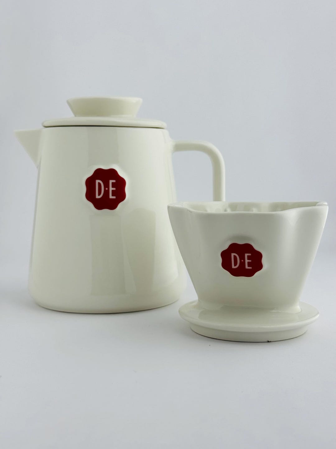 Vintage Douwe Egberts Coffee Set – White Ceramic Pour Over Pot ...