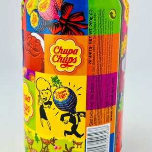 Vintage Christmas Chupa Chups Lollipop Tin Colorful Santa Baby Canister ...