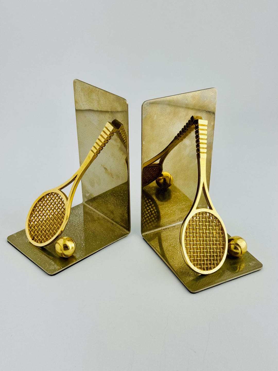 Vintage Brass and Chrome Tennis Racket Bookends – Perfect Tennis Lover ...