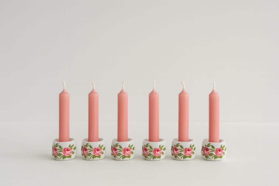 Vintage Porcelain Candle Holders Set With Roses – Funny Design Germany ...