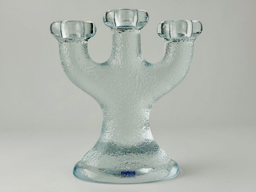 Vintage Nybro Sweden Glass Candelabra - Paul Isling Design - Rare 1980s ...