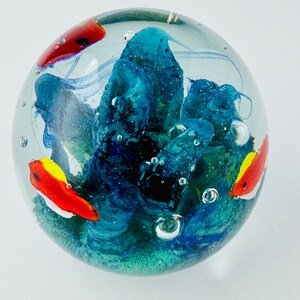 Vintage Art Glass Paperweight - Nautical Fish and Coral Design - Ocean ...
