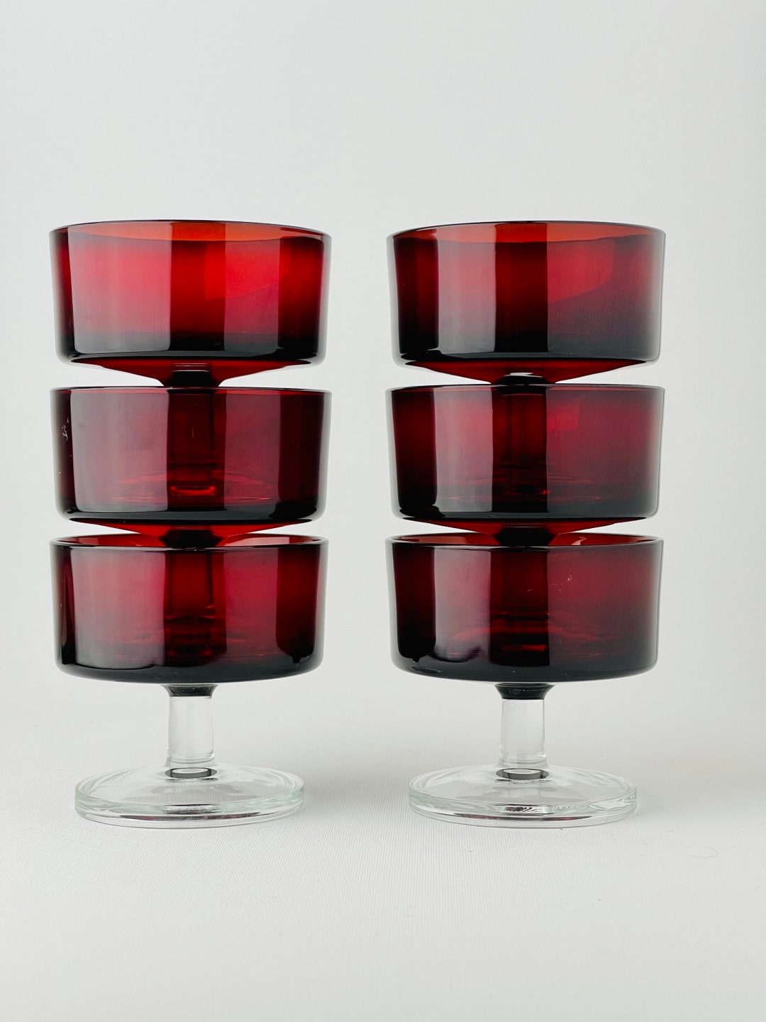 Luminarc Cavalier Ruby Red Champagne Coupes Set of 6, Dessert Glasses ...