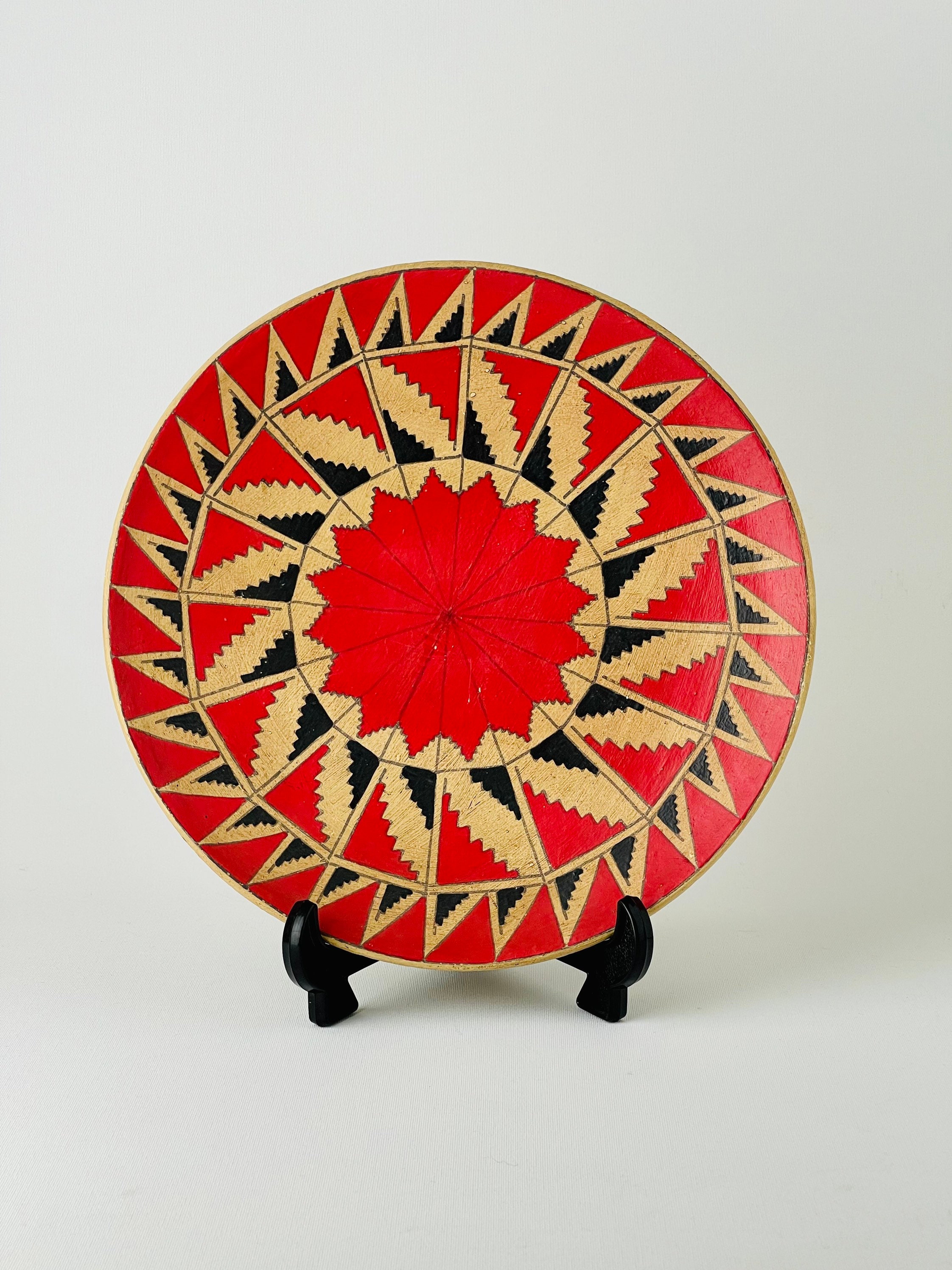 Vintage Chile Diaguita Inca Pottery Wall Plate Geometric Red Clay Art ...