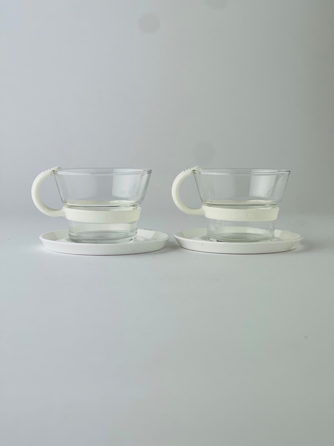 Small Glass and Plastic Espresso Cups With Saucers - Bodum Denmark ...