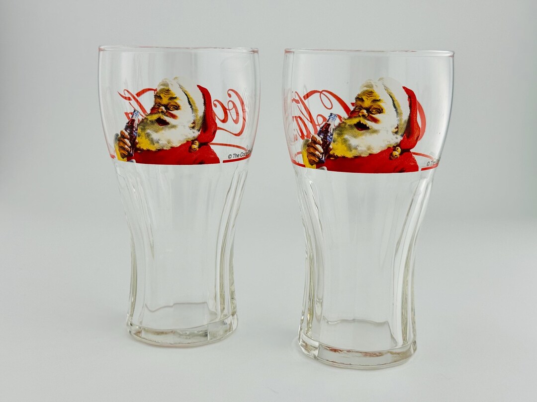Set of 2 Vintage Coca-cola Santa Glasses Original Coca-cola Christmas ...