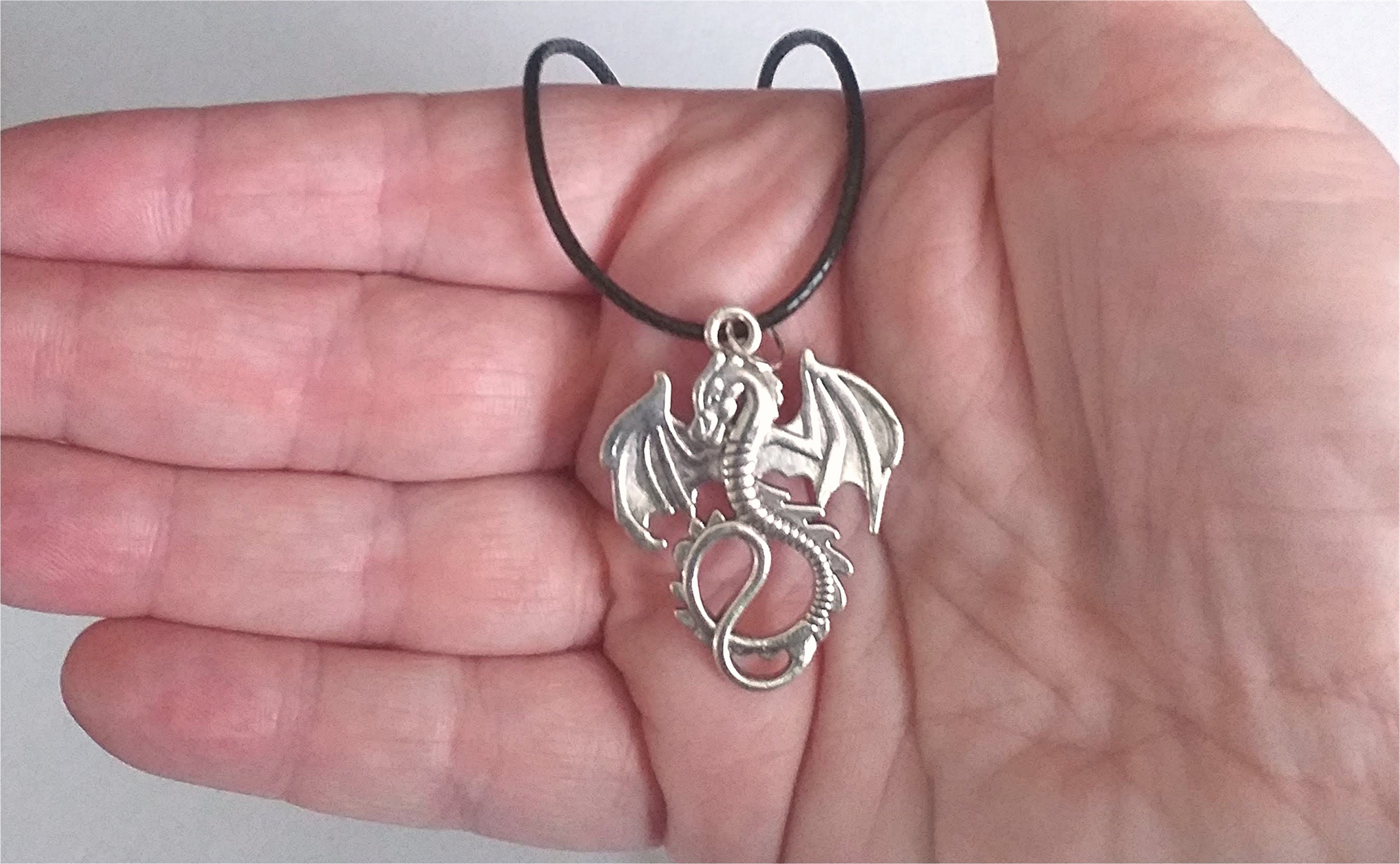 Silver Wyvern Dragon Necklace Fantasy Pendant - Etsy