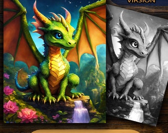 60 Mythical Dragons Coloring Book Collection Fantasy Dragon Creature ...