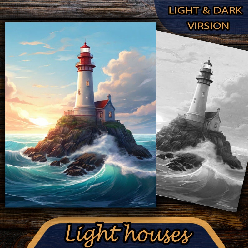 Lighthouse Coloring Page, Ocean Coloring Book, Waves Coloring Book ...