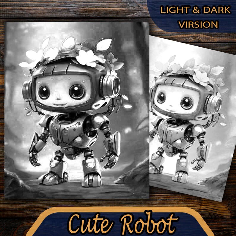 Printable Cute Robot Coloring Pages for Kids and Adults Digital ...