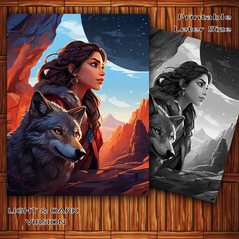 Women and Wolve Coloring Pages, Beautiful Native American Women ...