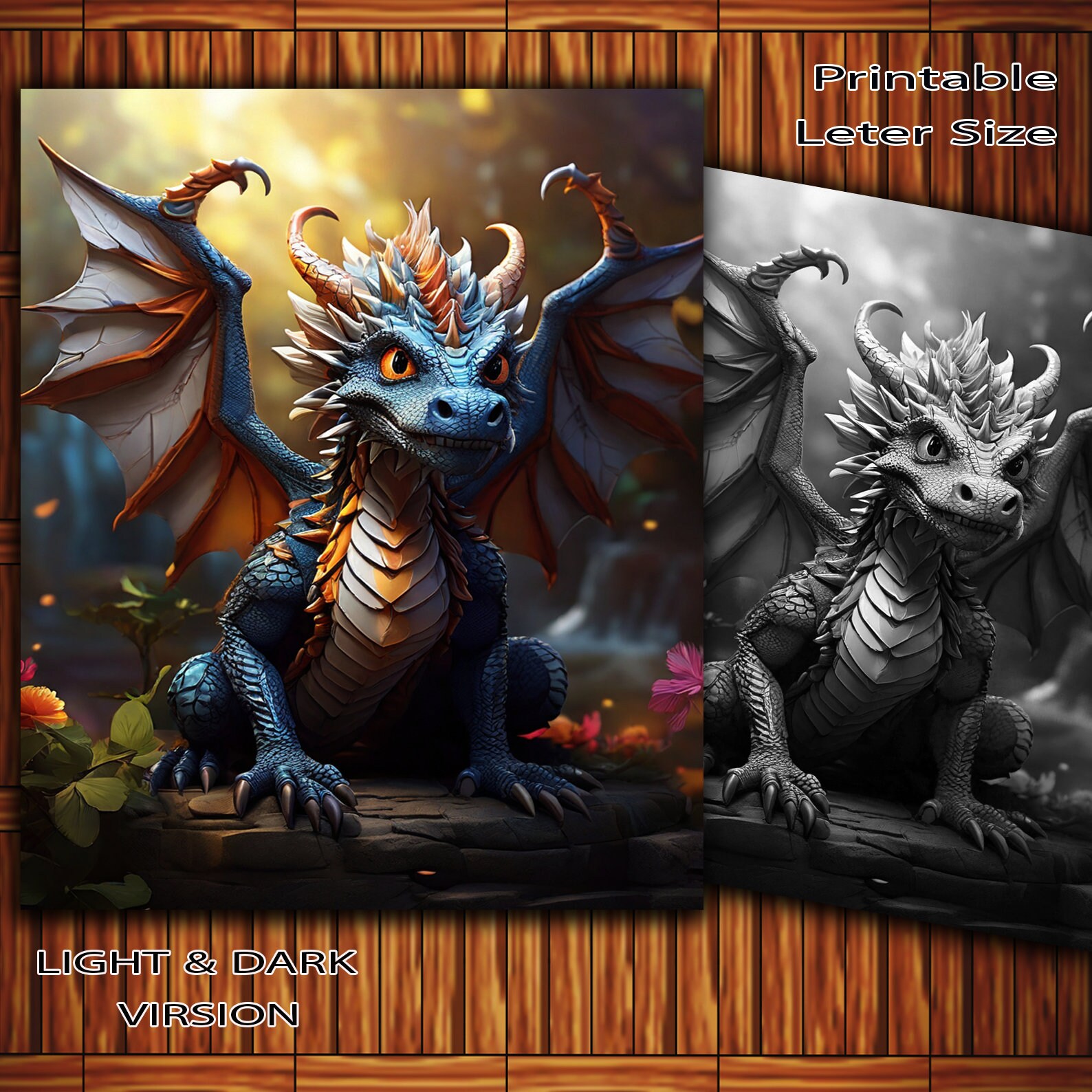 Mythical Creatures Coloring Page Book, Adults & Kids Instant Download ...