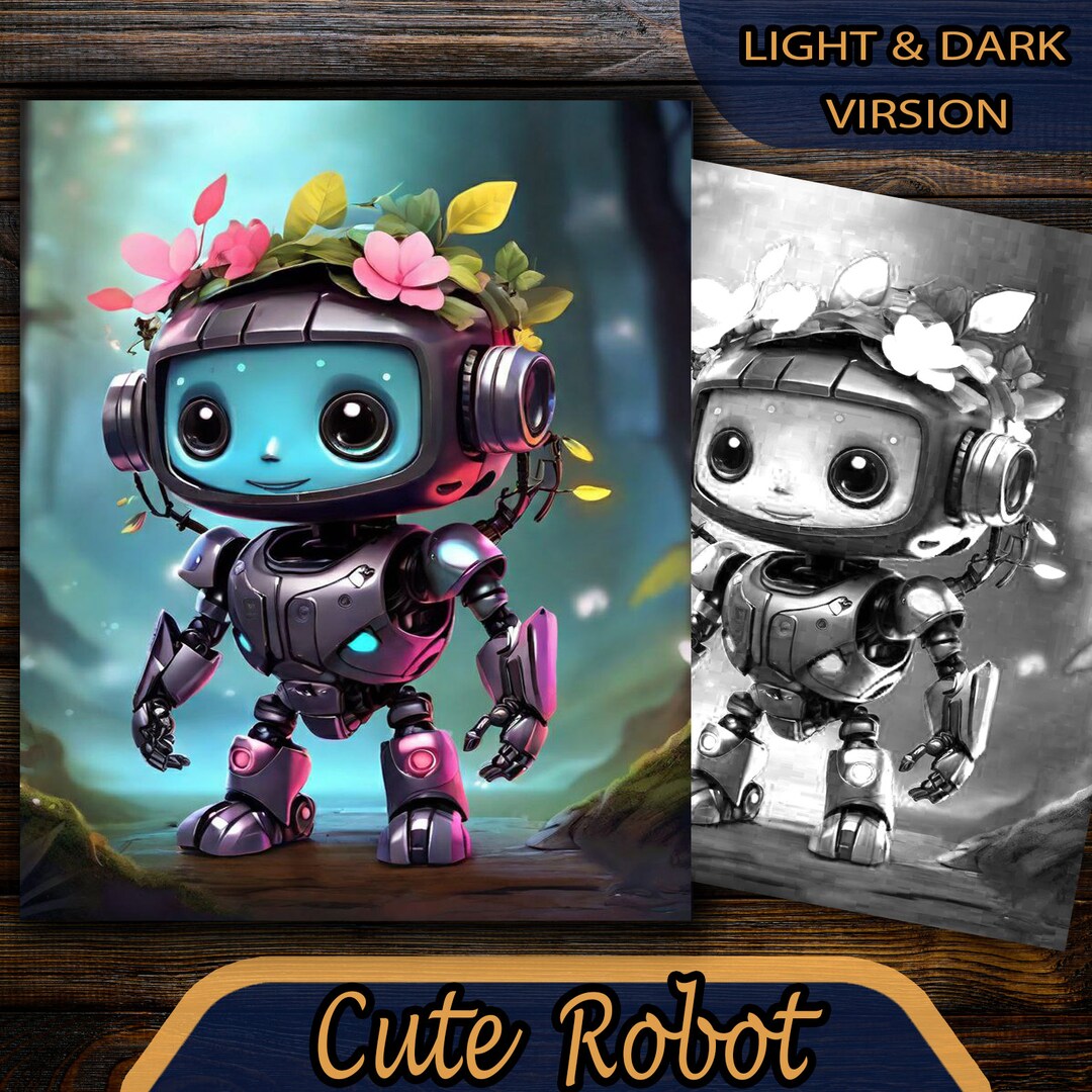 Printable Cute Robot Coloring Pages for Kids and Adults Digital ...