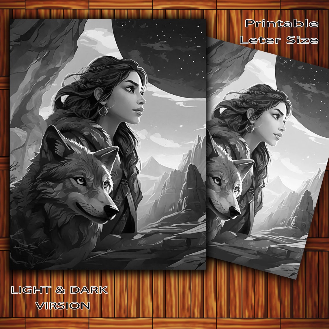 Women and Wolve Coloring Pages, Beautiful Native American Women ...