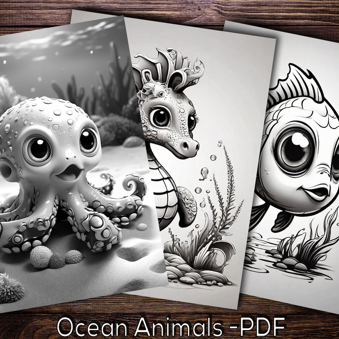 Cute Sea Animals Printable Coloring Pages, Baby Sea Animals Coloring ...