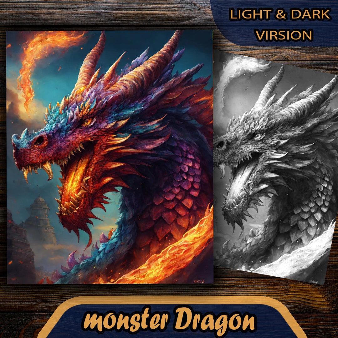 Fantasy Dragon Creature Coloring Book Mythical Dragons Coloring Pages ...