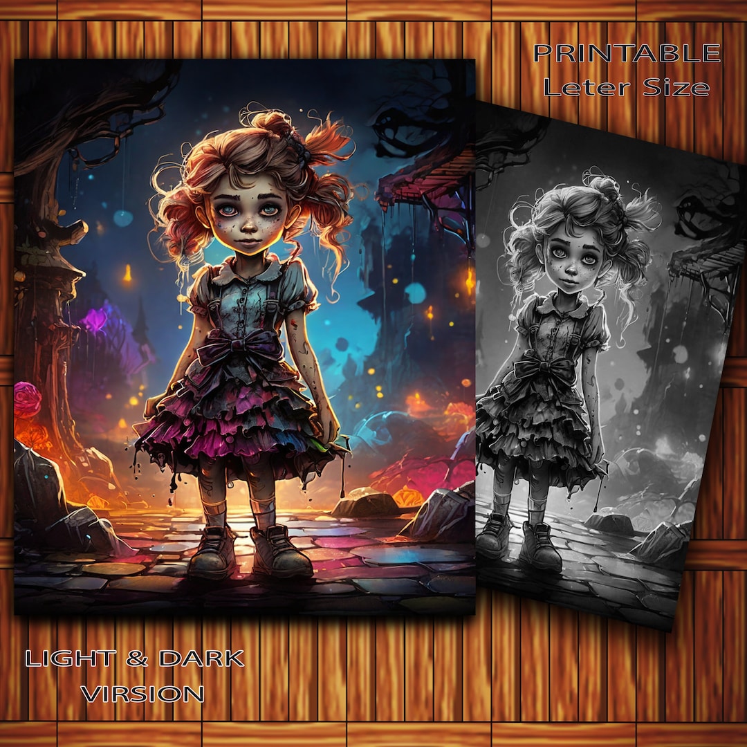 Gothic Girls Adult Coloring Pages, 15 Digital Downloads, Beautiful ...