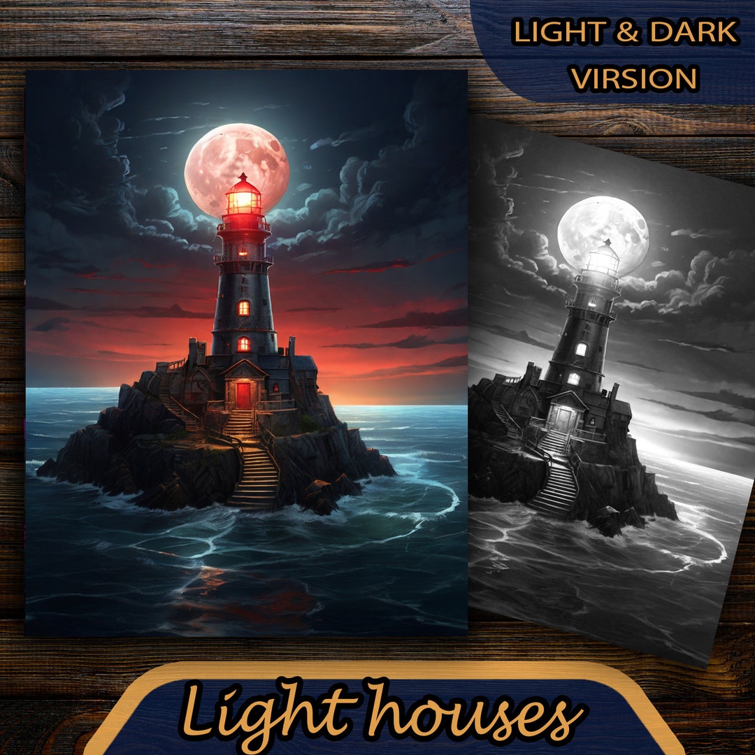 Lighthouse Coloring Page, Ocean Coloring Book, Waves Coloring Book ...