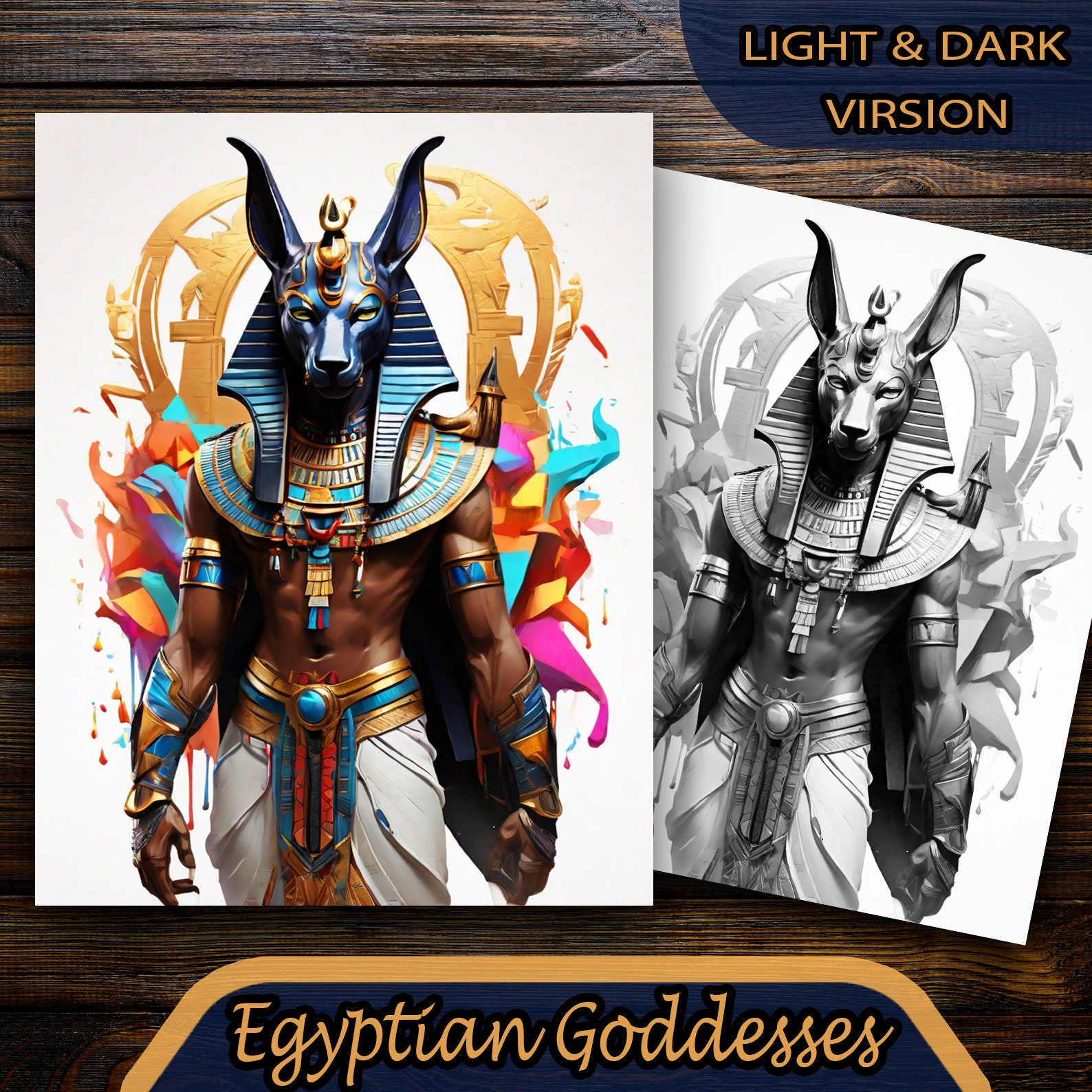 Egyptian Goddesses Printable Adult Coloring Pages Download Grayscale ...