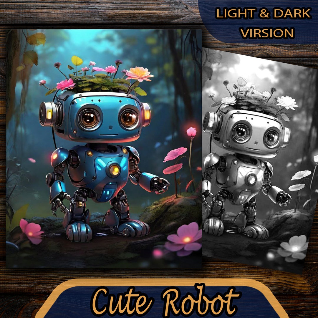 Printable Cute Robot Coloring Pages for Kids and Adults Digital ...