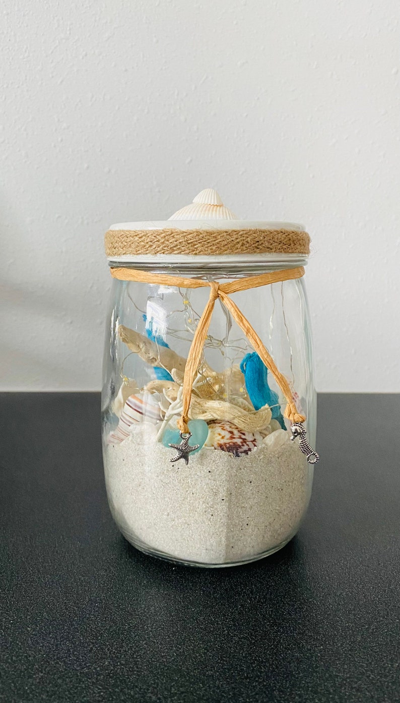 Decorative Sea Shell Jar Coastal Home Decor Lighted Sea | Etsy