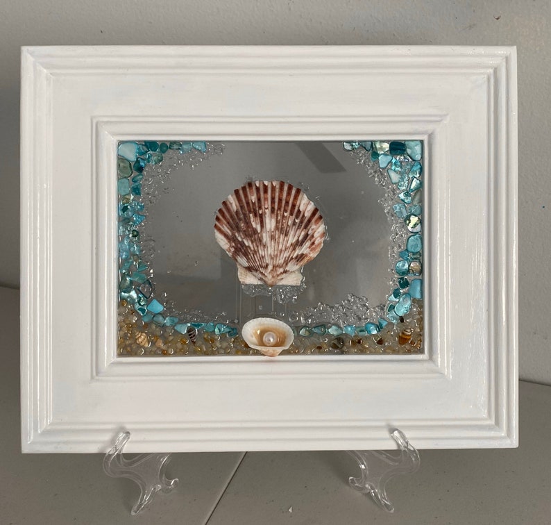 Sea Shell Glass Resin Art Beach Decor Tropical Wall - Etsy