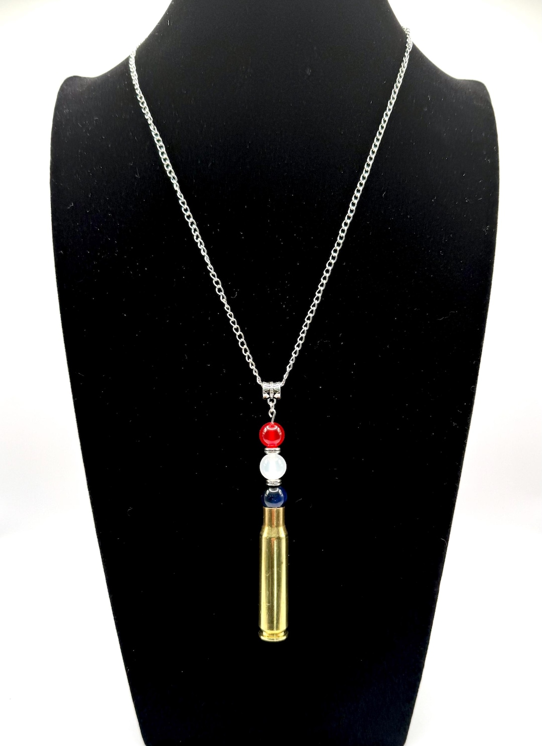 Brass Bullet Casing Necklace, Semi-precious Stone Jewelry, Bullet ...