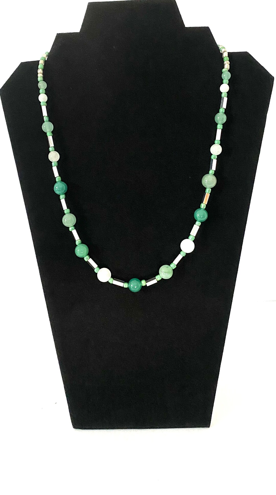 Good Luck Necklace With Green Aventurine & White Jade, Good Luck Stone ...