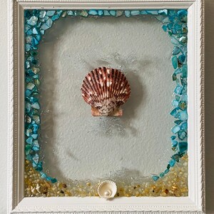 Sea Shell Glass Resin Art, Beach Decor, Tropical Wall Hangings, Sea ...