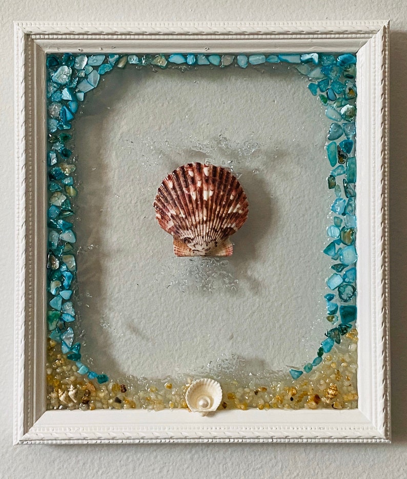 Sea Shell Glass Resin Art Beach Decor Tropical Wall - Etsy