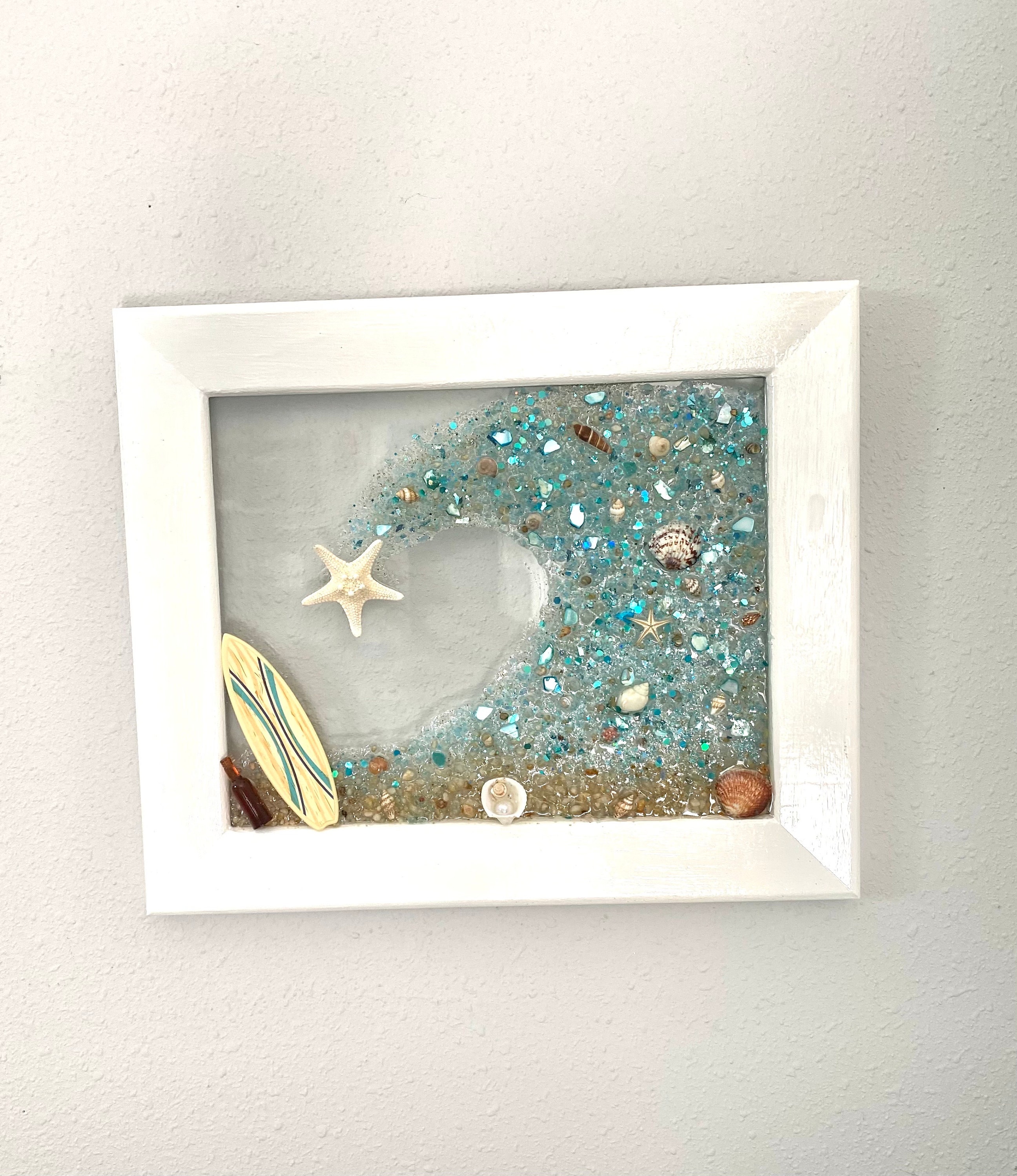 Sea Shell Resin Art Wave Beach Art Surfboard Flipflops - Etsy