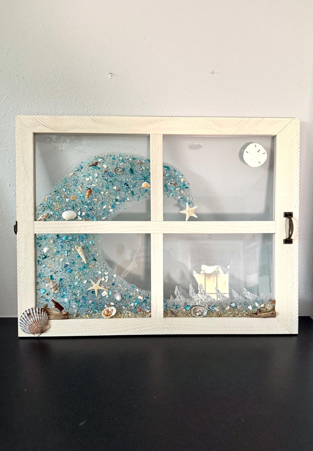 Crashing Wave Resin Window Frame Art: Seashell Beach Decor, Beach ...