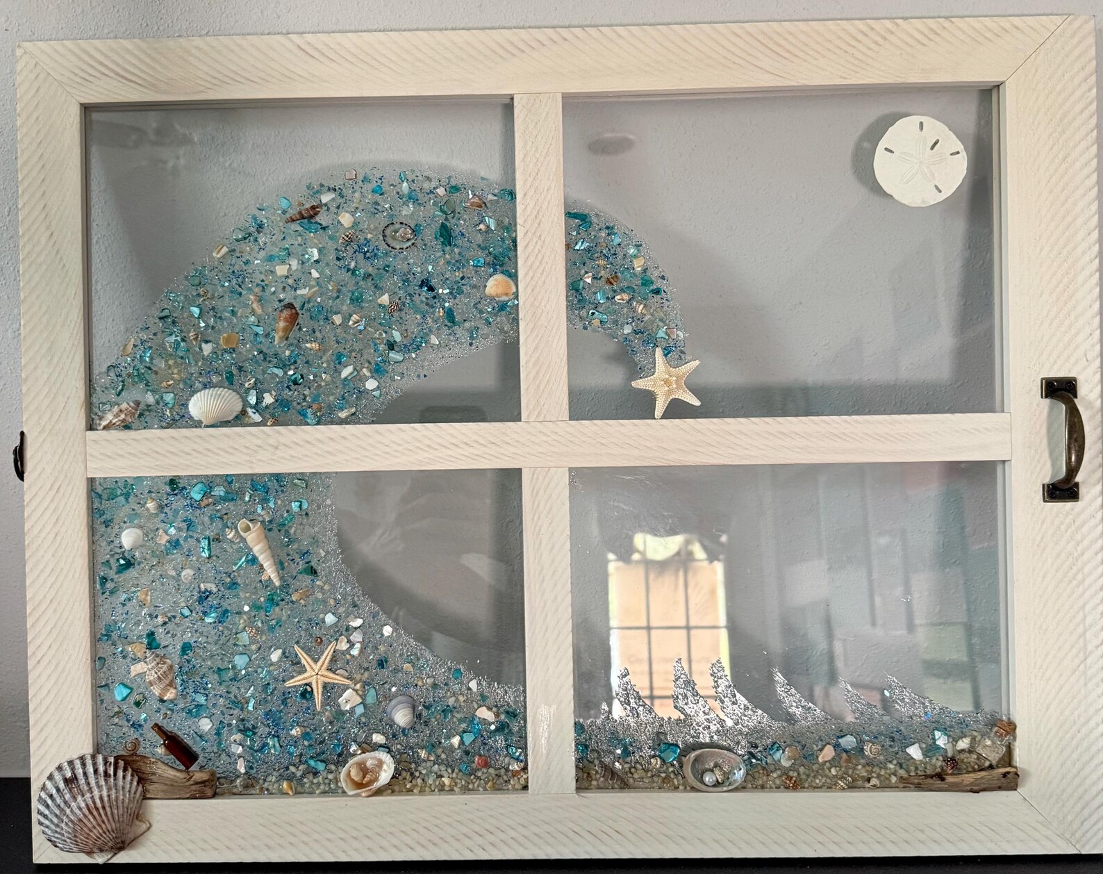 Crashing Wave Resin Window Frame Art: Seashell Beach Decor, Beach ...