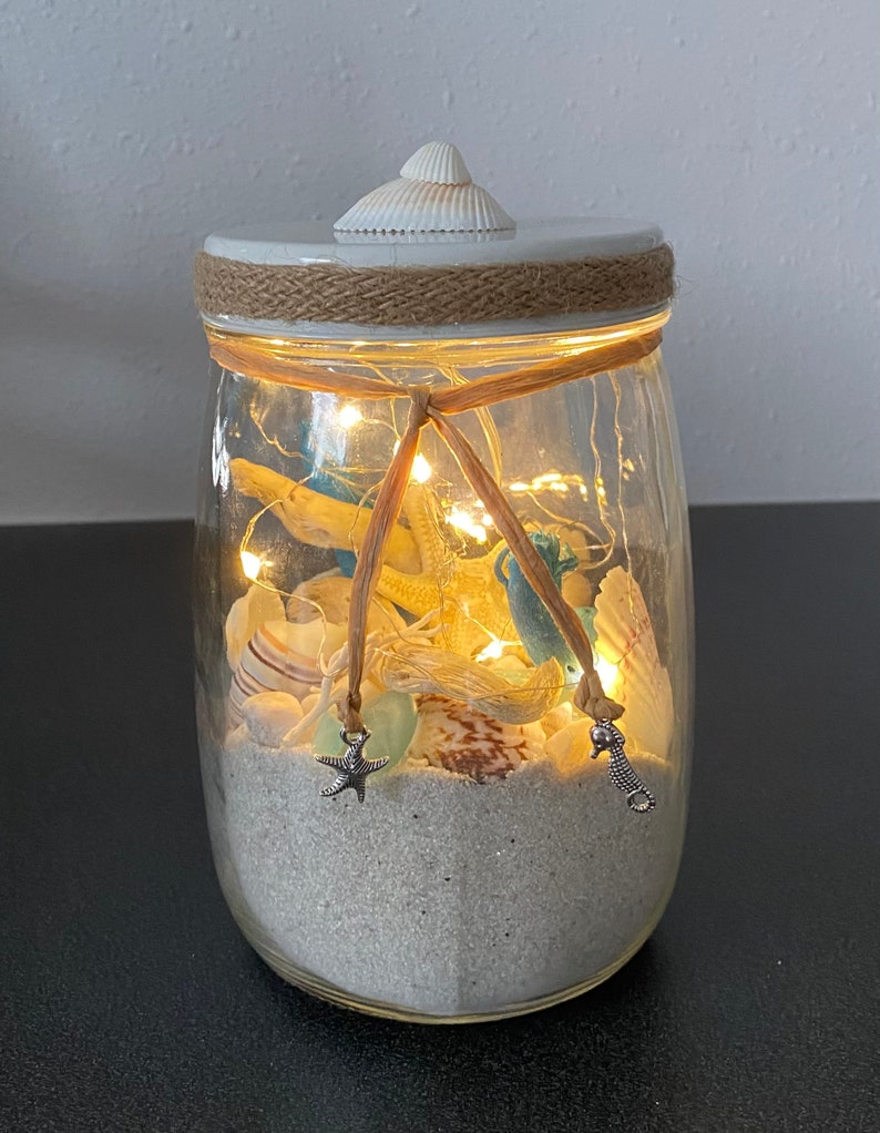 Decorative Sea Shell Jar Coastal Home Decor Lighted Sea | Etsy