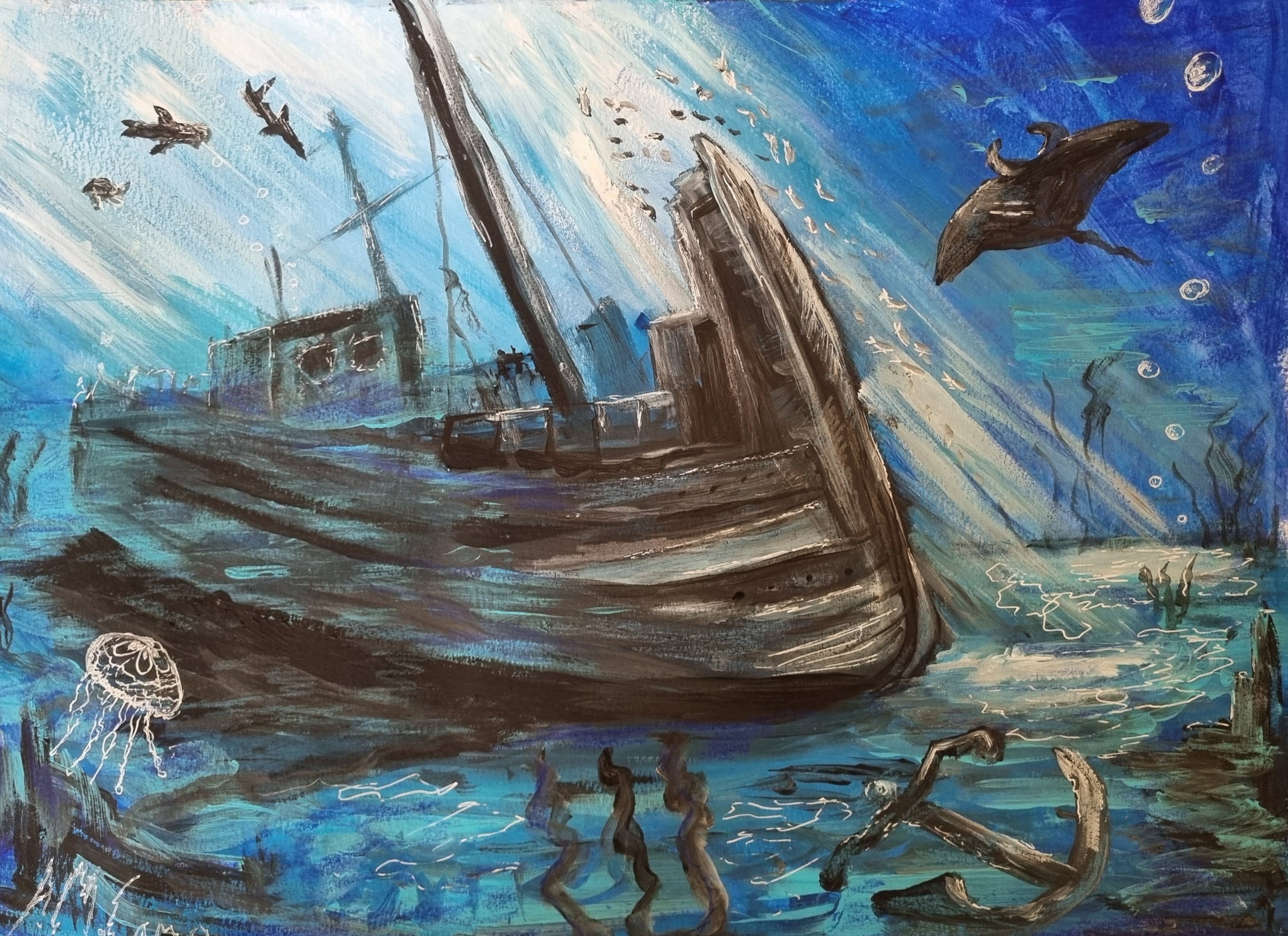 Sunken Ship Painting