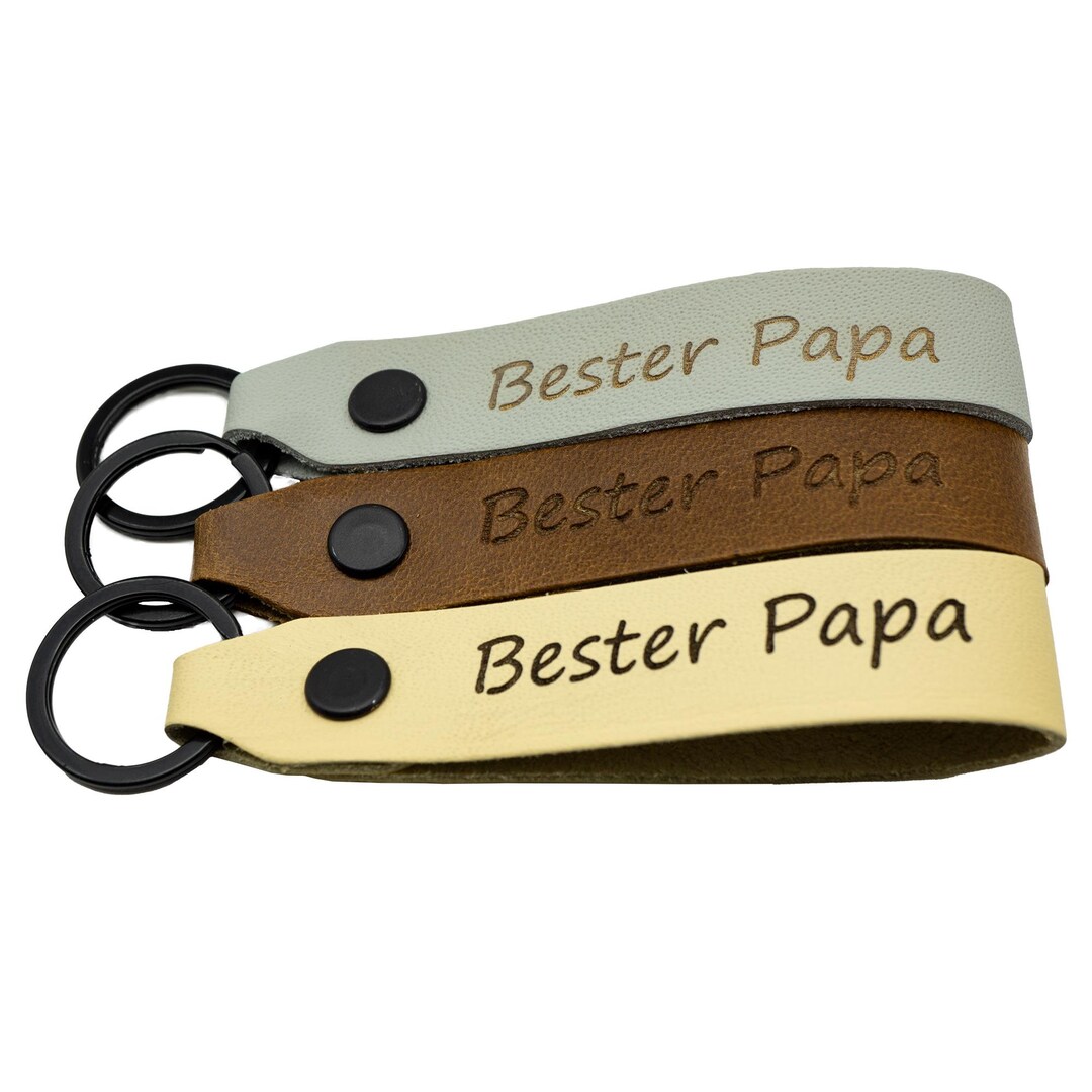 Best Dad Leather Keychain Father's Day Engraved Colored - Etsy